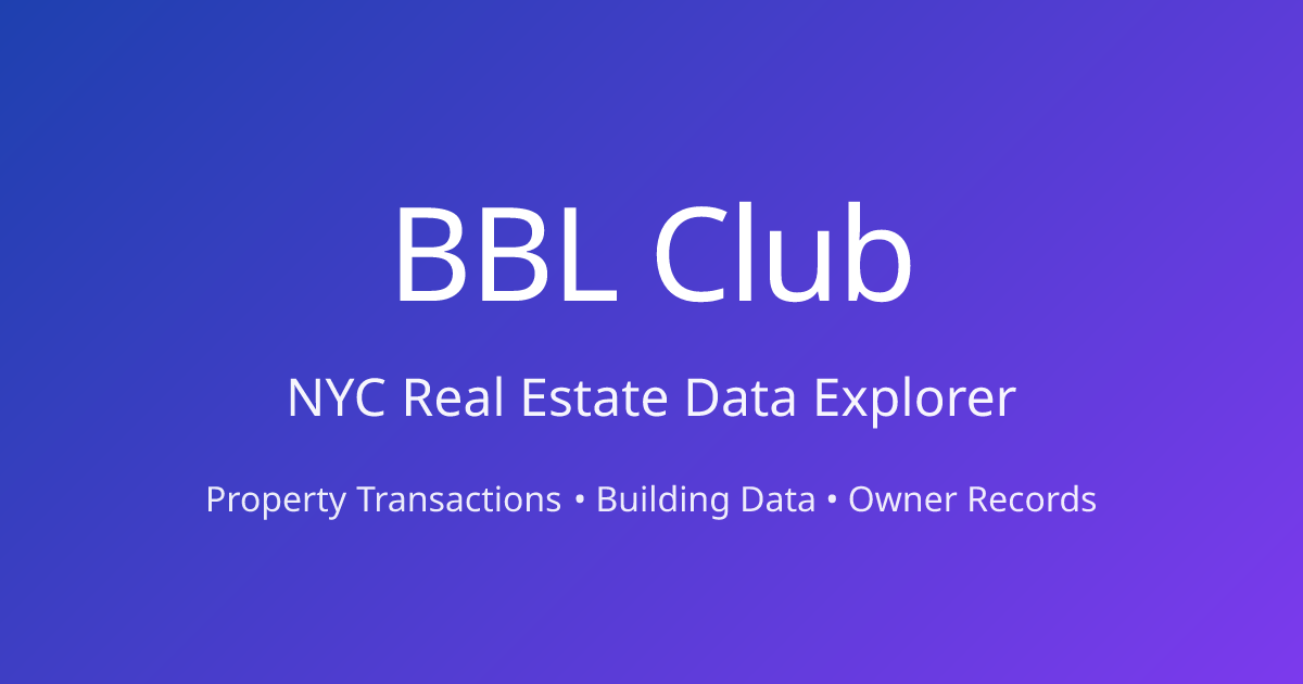 BBL Club - NYC Real Estate Data Explorer